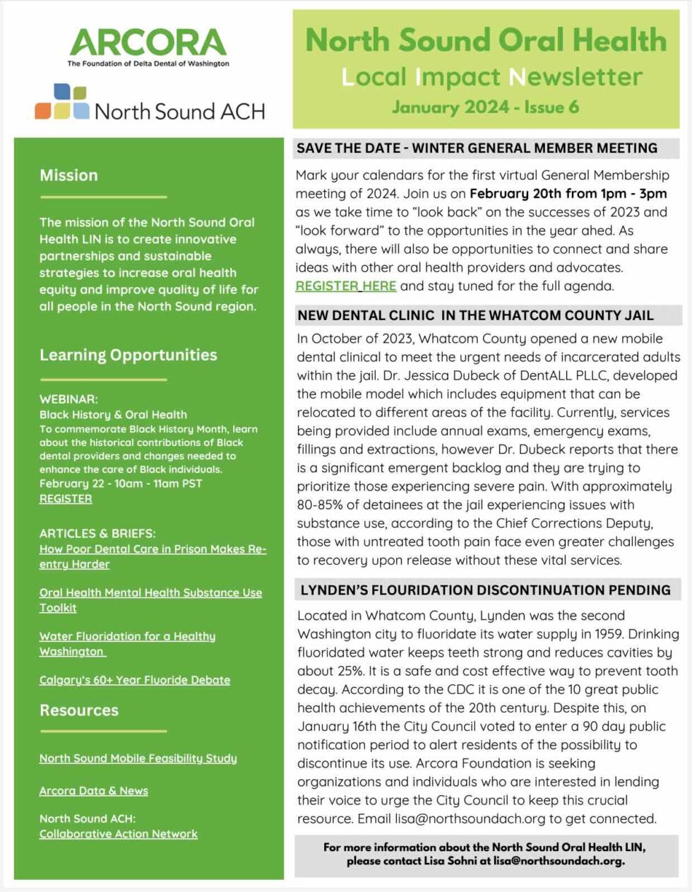North Sound Oral Health: Local Impact Newsletter January 2024 - Issue 6 ...